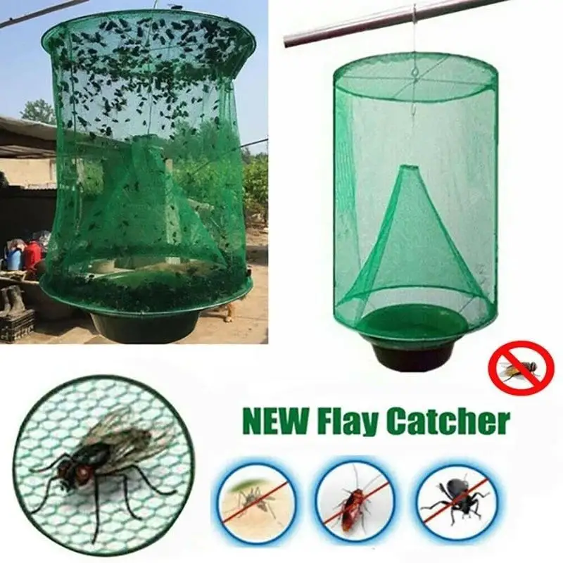 Fly-Catcher-Killer-Pest-Control-Reusable-Hanging-Flytrap-Cage-Net-Traps ...