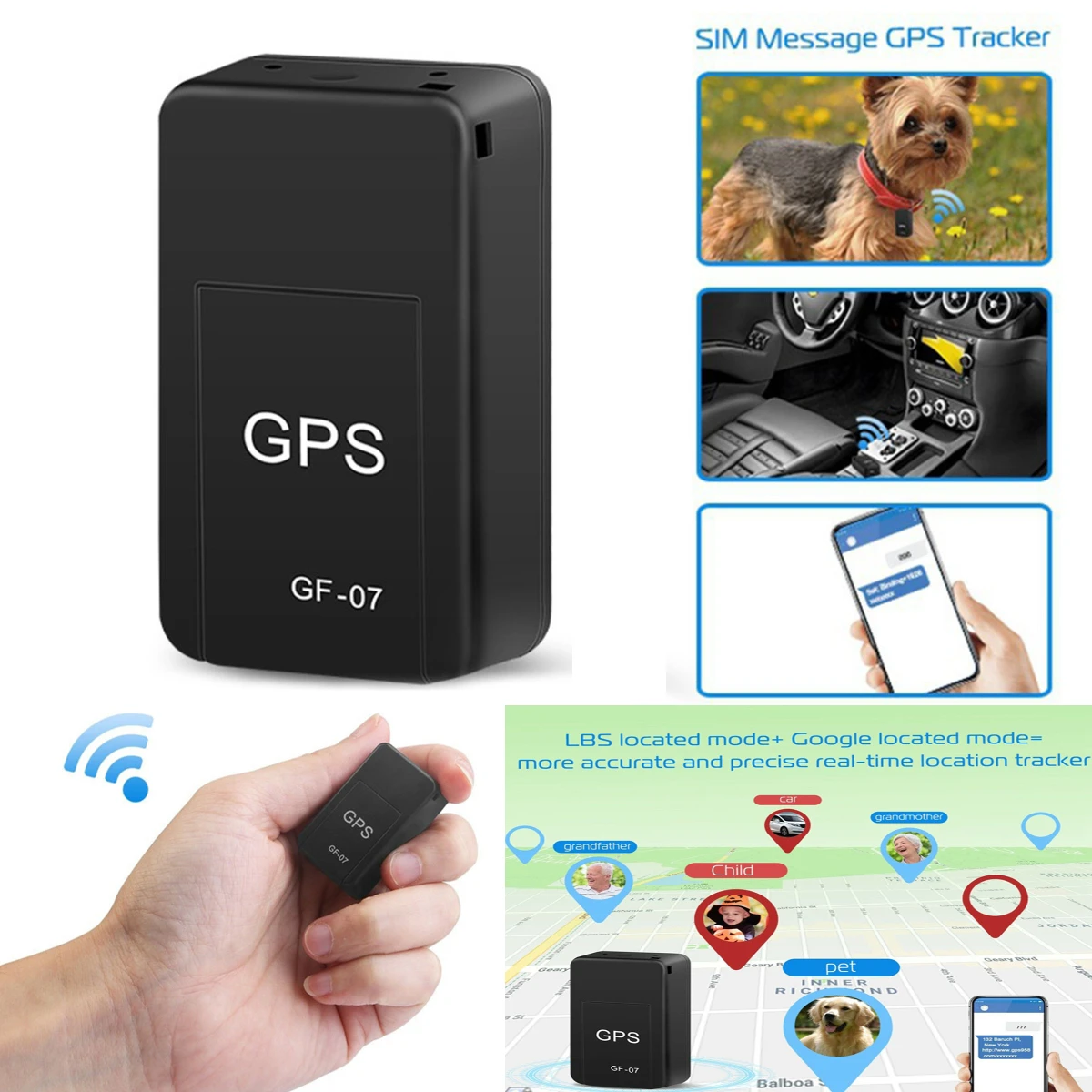 GF07 자동차 GPS 트래커 미니 소형 지능형 로케이터 실시간 추적 장치 도난 방지 기록 자기 차량 탐지기 ...