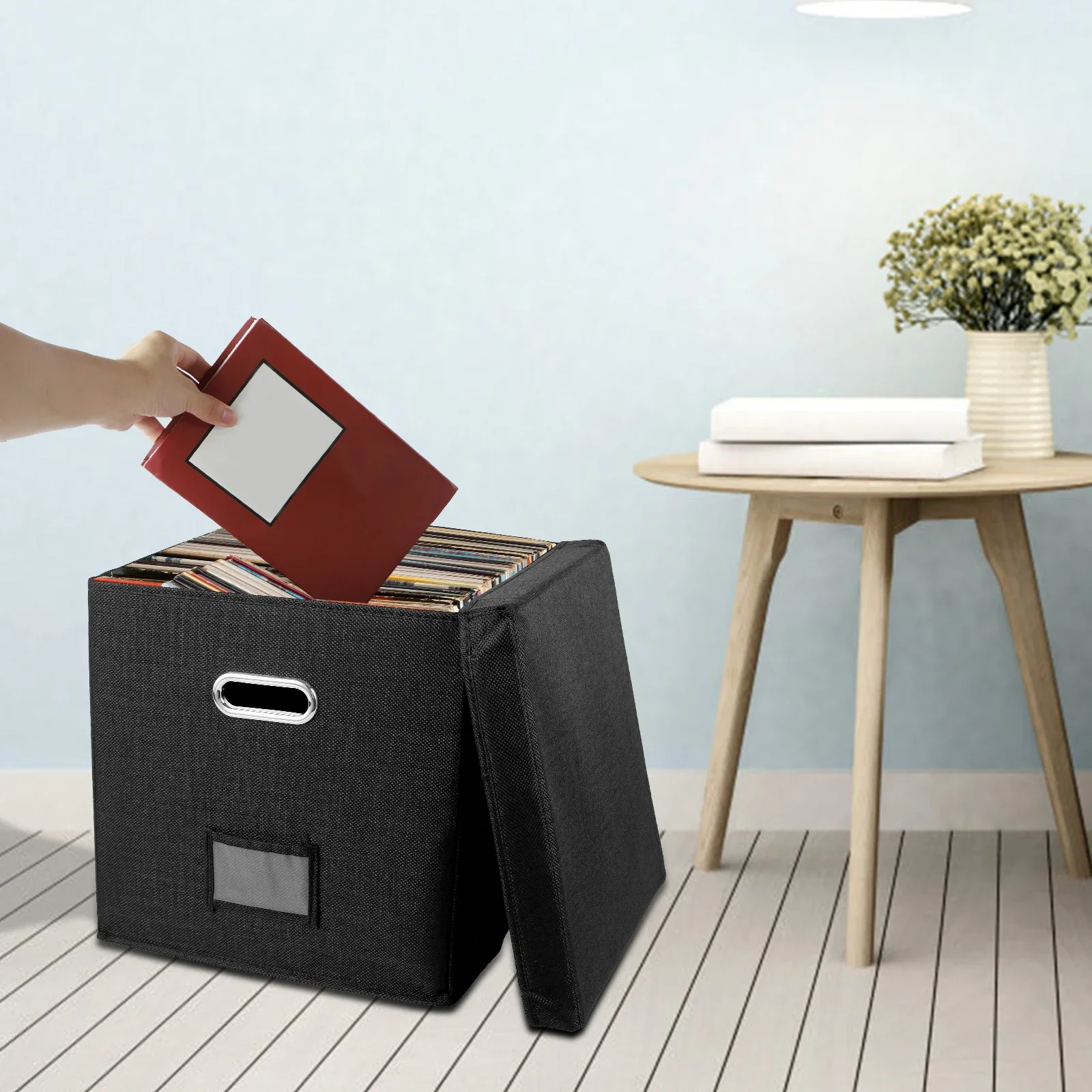 Foldable Vinyl Record Storage Bin Stackable Album Storage Organizer Box ...