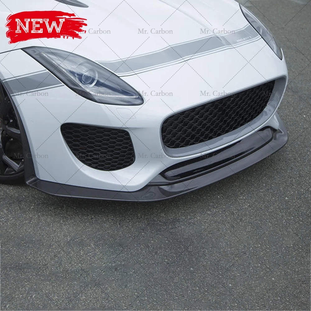 FOR-JAGUAR-F-TYPE-COUPE-P7-STYLE-CARBON-FIBER-FRONT-BUMPER-LIP-3PC-BODY ...