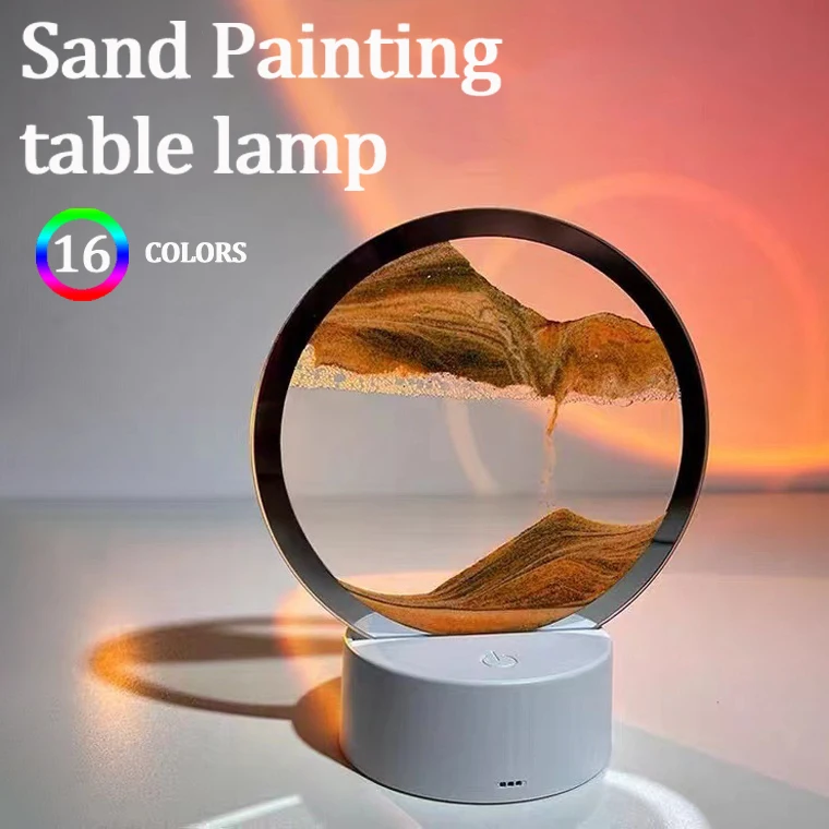 3D Moving Sand Art Frame LED Sandscape Lamp16 Colors Hourglass Night ...