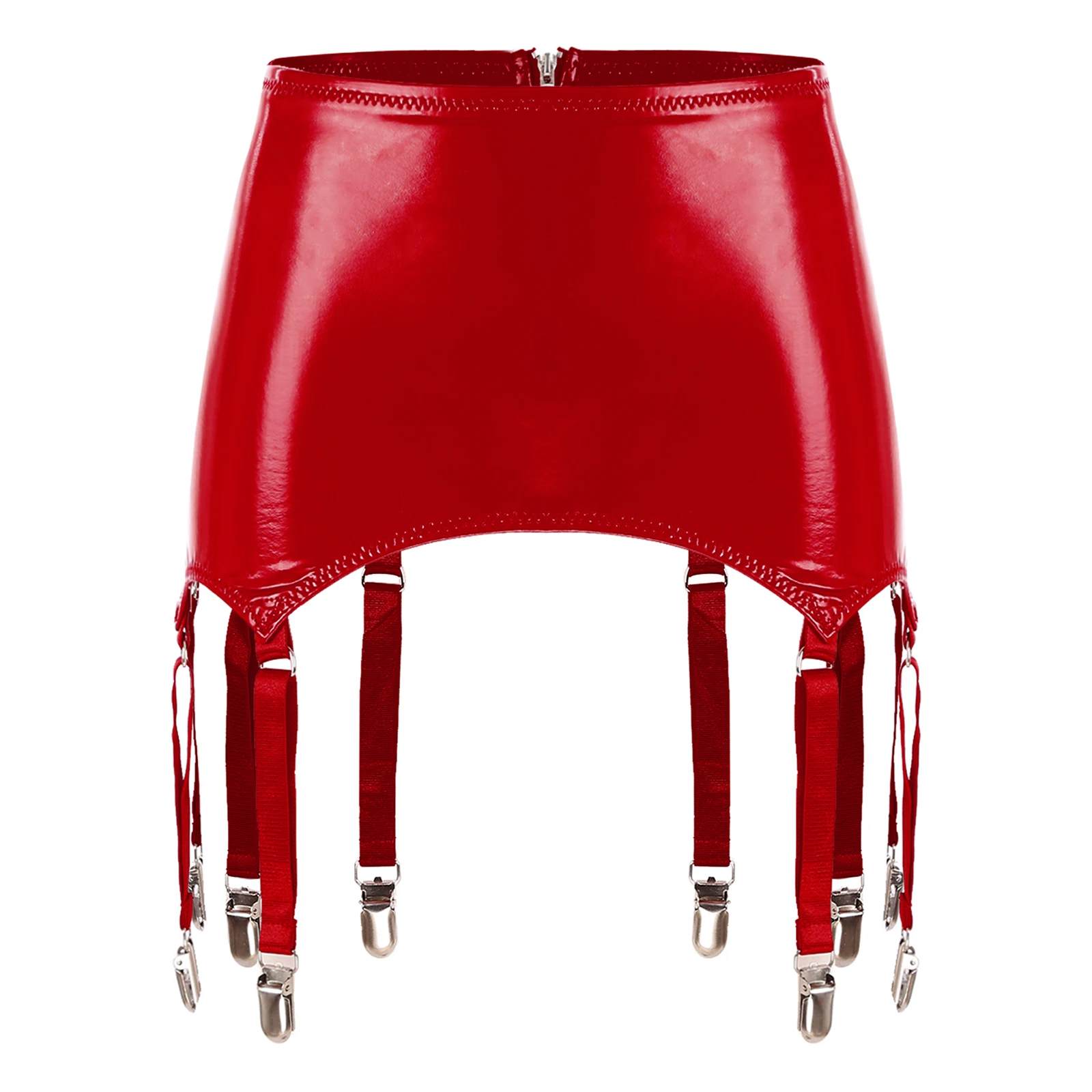 Womens Ladies Patent Leather Garters with Metal Clips Suspender Belt ...