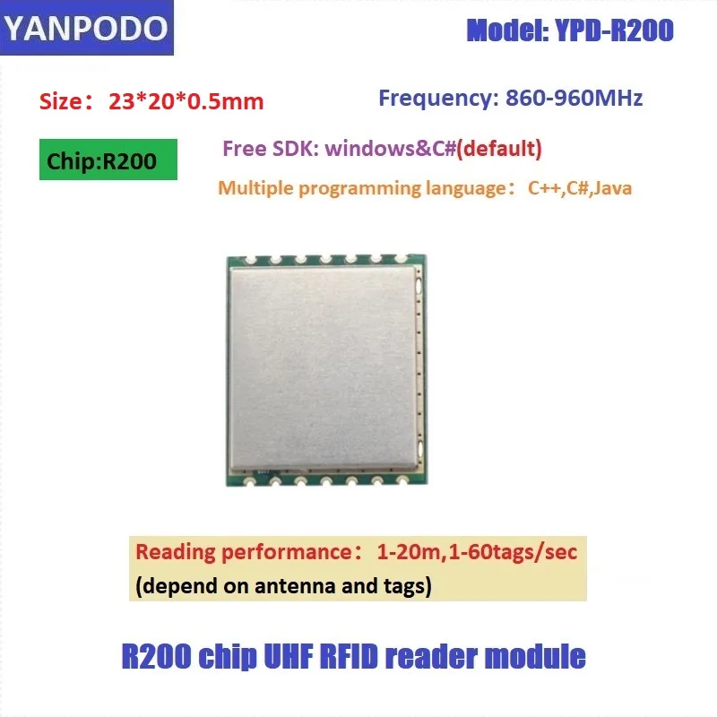 Yanpodo Módulo RFID UHF 860 960Mhz TTL UART, interfaz Micro USB, lector RFID de 1 puerto, módulo ...