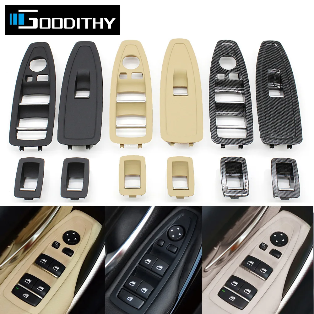 Black Beige Carbon LHD RHD Car Interior Door Window Switch Panel Cover ...