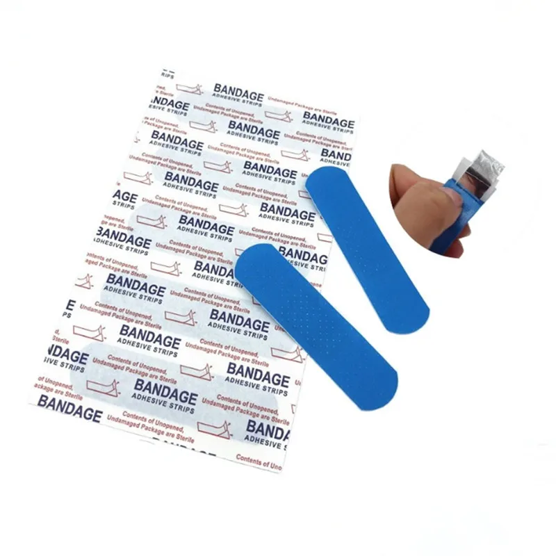 100pcs/set Blue Band Aid Bandages Waterproof Wound Dressing Plaster ...
