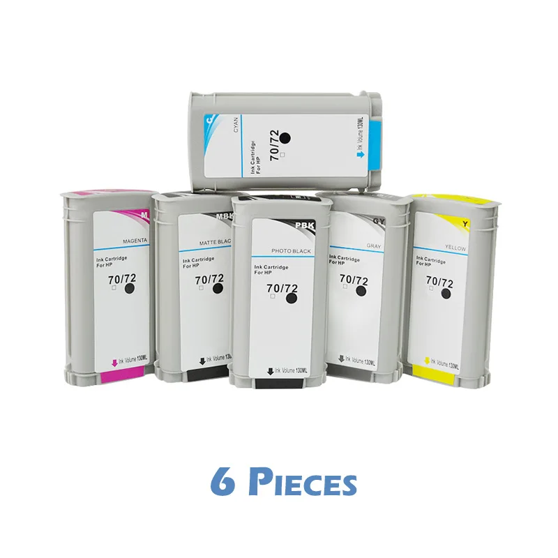 6pcs Full XiongCai Compatible Ink Cartridges For HP 72 Designjet T610 ...