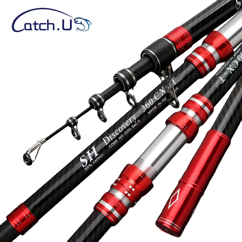 Telescopic Sea Fishing Rod Carbon Fiber Spinning Fishing Pole Super ...