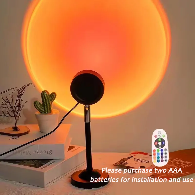 USB Sunset Lamp Projection 16 Color Nightlight RGB Remote Control Lamp ...