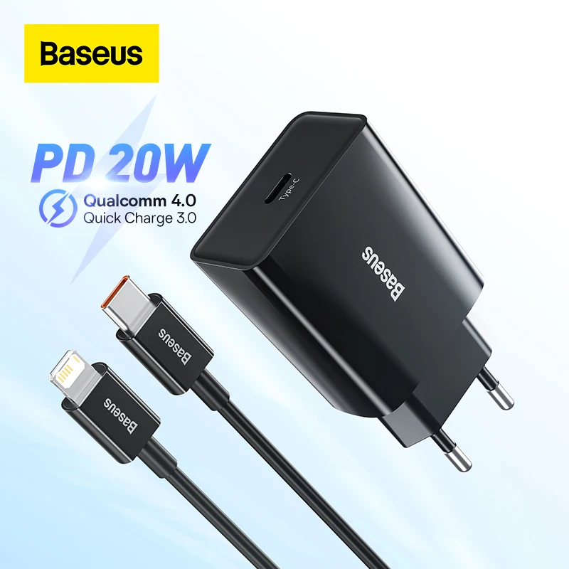 Baseus 20W Quick Charge QC 3.0 PD USB Type C Fast Charging Charger for ...