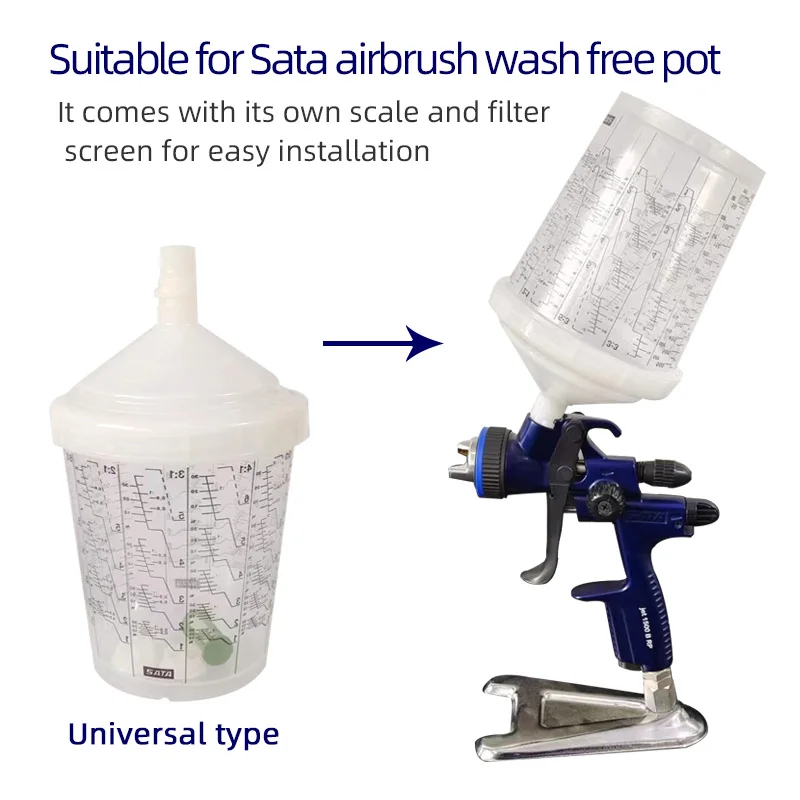 SATA-Spray-Gun-Multi-Purpose-Paint-Plastic-Pot-Transparent-Paint-Mixing ...