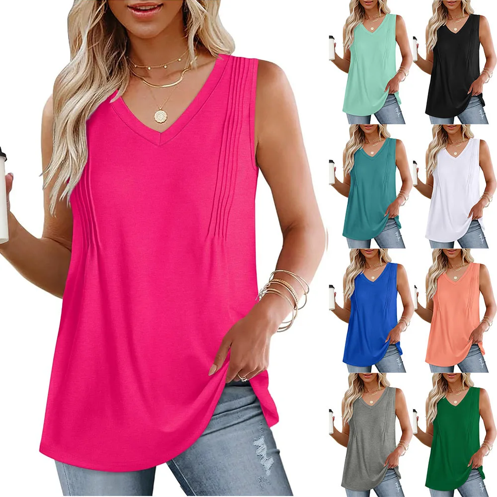 Summer-Pleated-Tank-Tops-for-Women-2024-Loose-Fit-V-Neck-Sleeveless ...