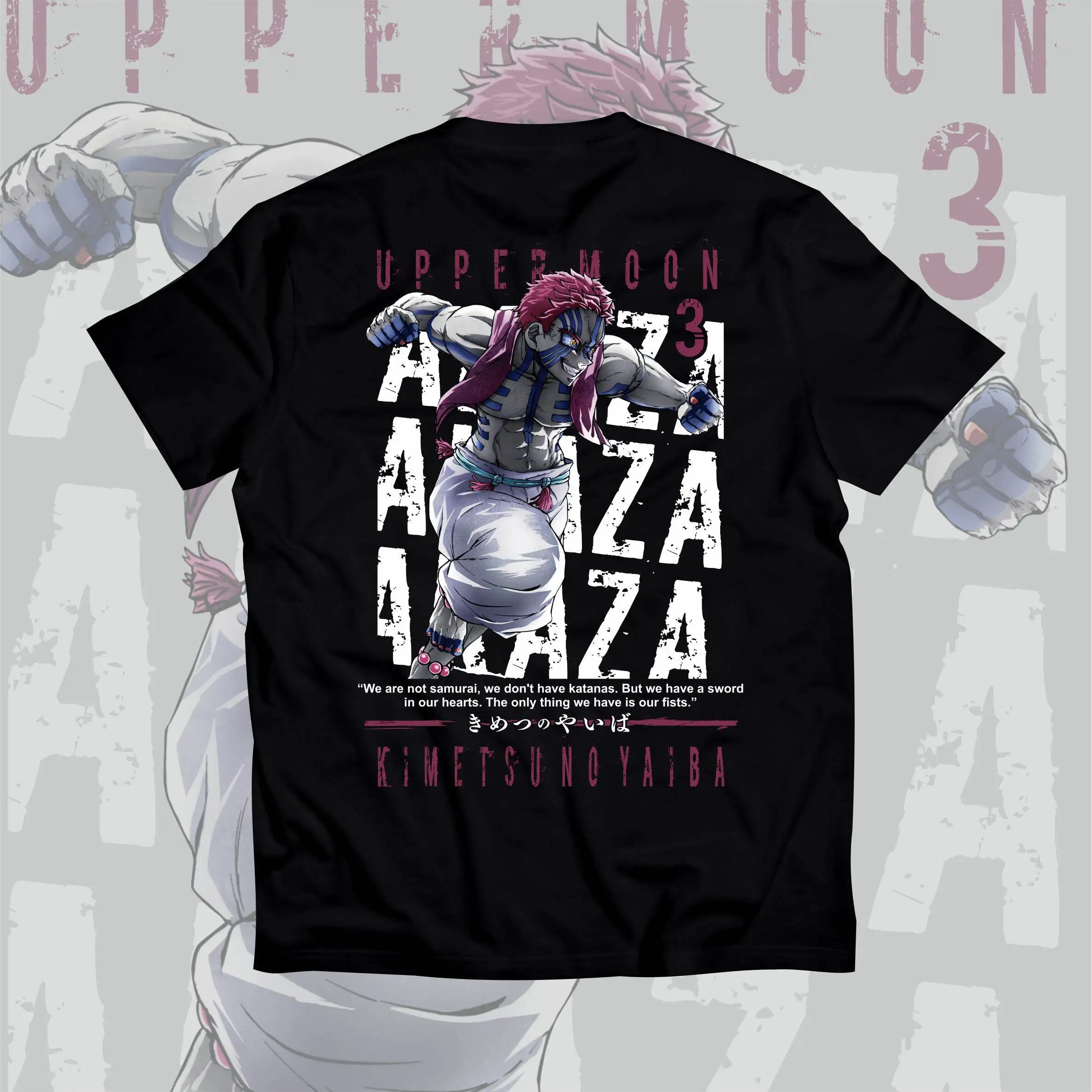 Kaos Akaza Demon Slayer 0046 Baju Anime katun 24s Jepang T-Shirt Anime ...