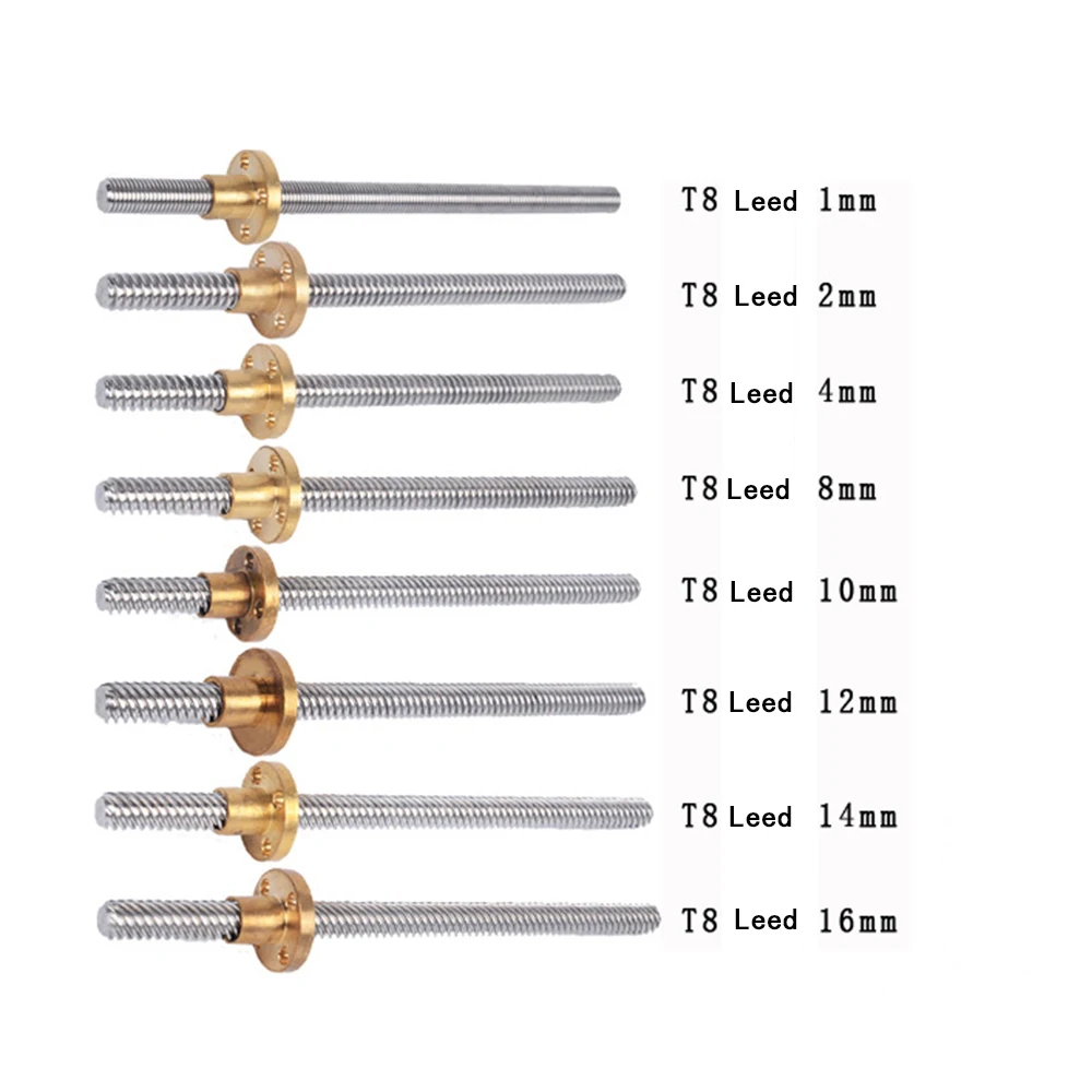 CNC 3D Printer T8 Lead Screw THSL-300-8D Trapezoidal Rod T8 CNC Thread 8mm Lead 1mm Length100 ...