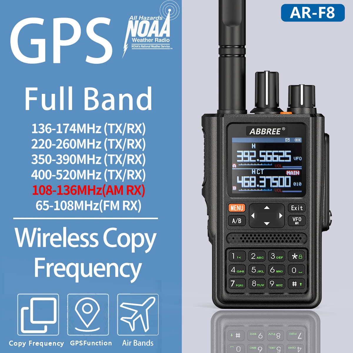 ABBREE-AR-F8-GPS-Transciver-Full-Band-Walkie-Talkie-Outdoor-Handheld ...