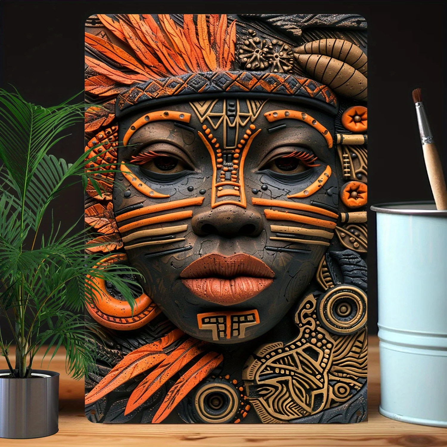 African-Tribal-Culture-Art-Sign-Durable-Metal-Wall-Decor-with-2D ...