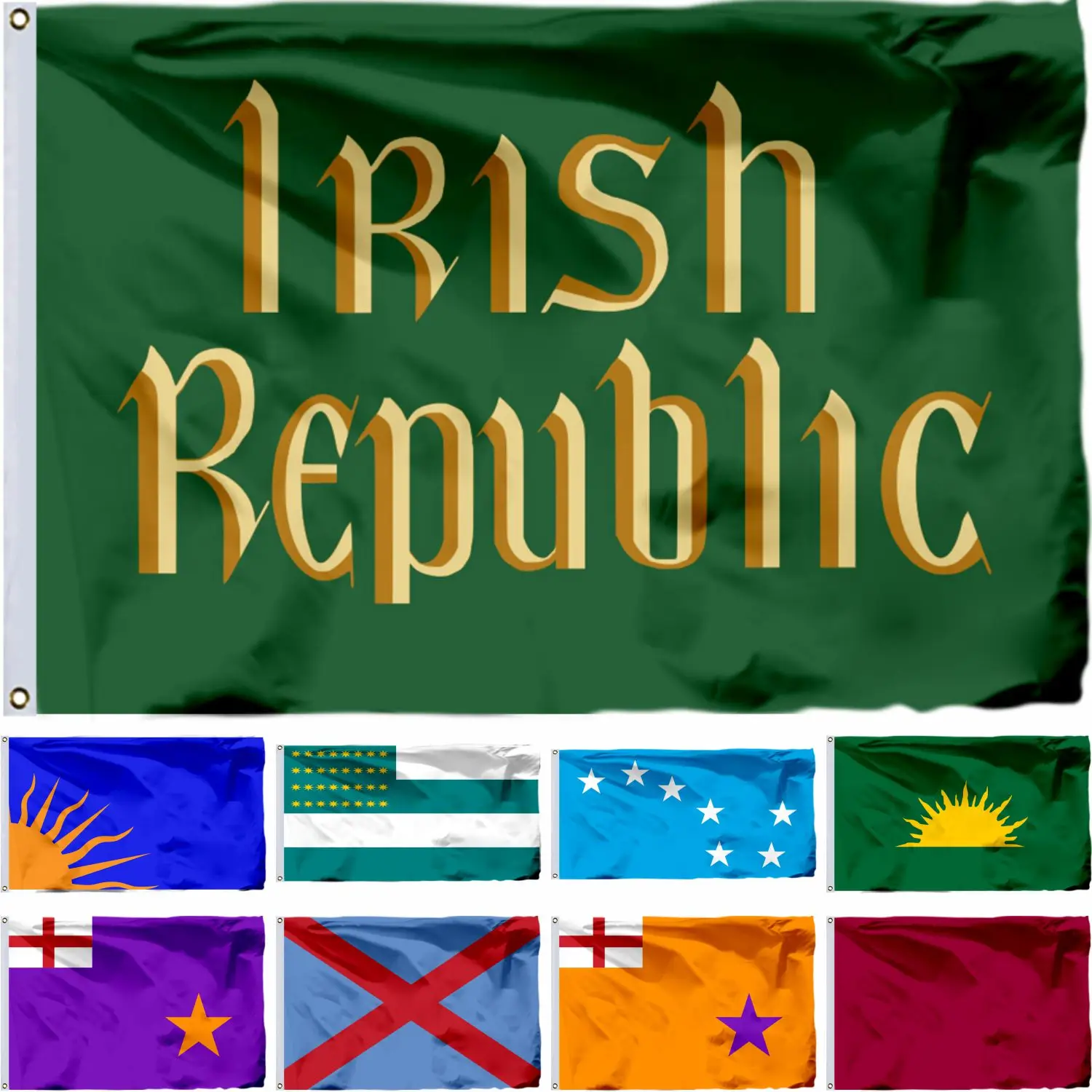 Ireland History Army Flag Green Sunburst 21x14cm 3X5FT Orange Order ...