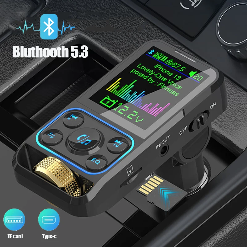 Car-FM-Transmitter-Wireless-MP3-Player-Handsfree-Compatible-Bluetooth-5 ...