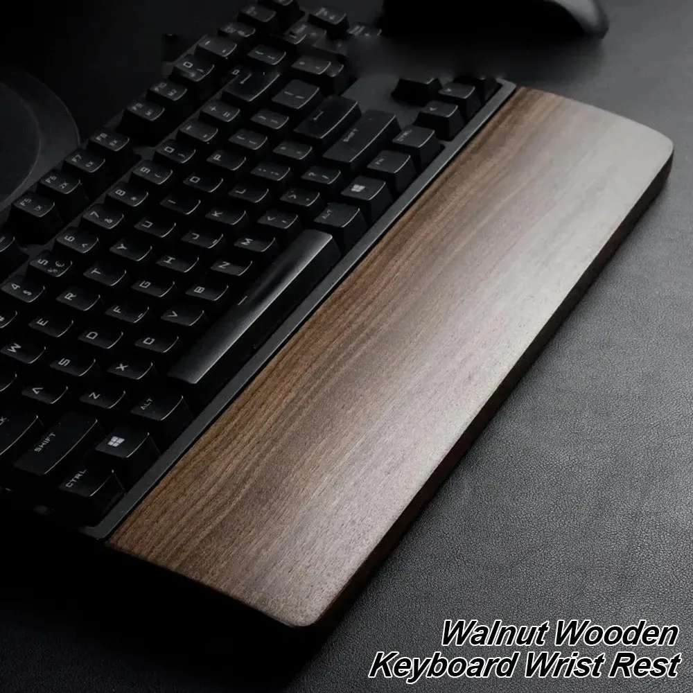 Ergonomic-Gaming-Walnut-Wooden-Keyboard-Wrist-Rest-Desk-Wrist-Pad ...