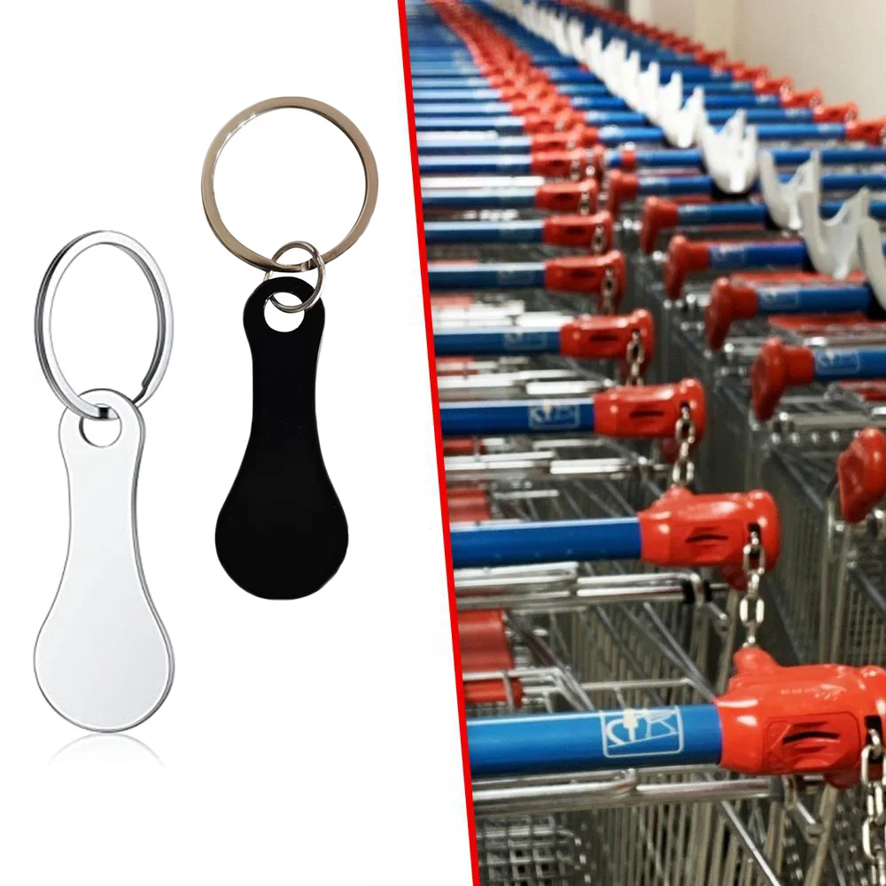 2PCS-Shopping-Cart-Token-Key-Ring-Trolley-Recycled-Alloy-Key-Chain ...