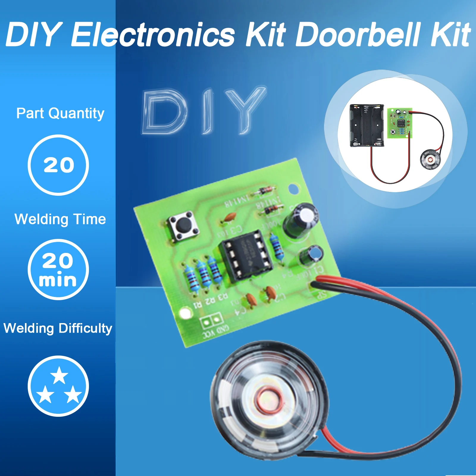 NE555-Doorbell-Suite-Electronic-Production-Doorbell-Suite-DIY-Kit-Ding ...