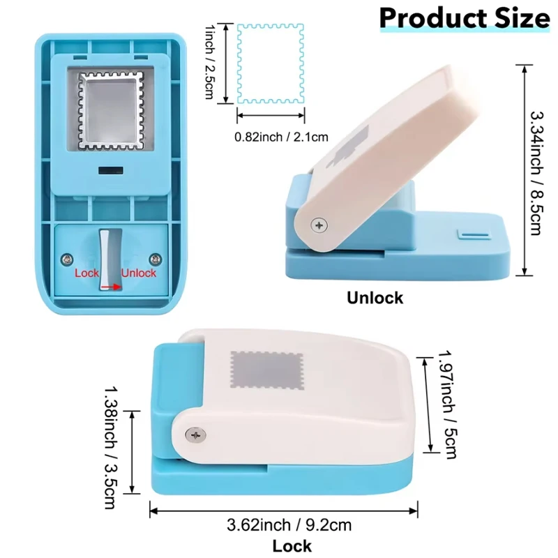 1x0.8inch Rectangle Postage Stamp Punch Lever Action Craft Punch For ...