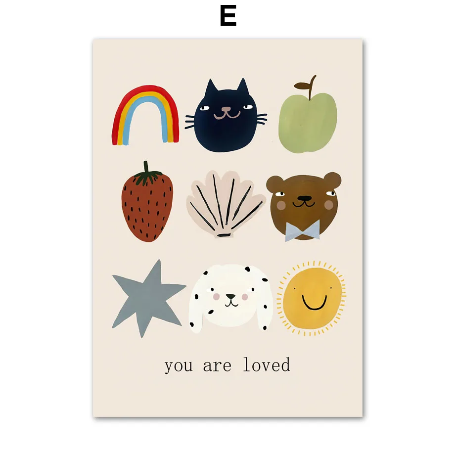 Póster de dibujos animados de perro, ganso, conejo, oso, zorro, ratón ...