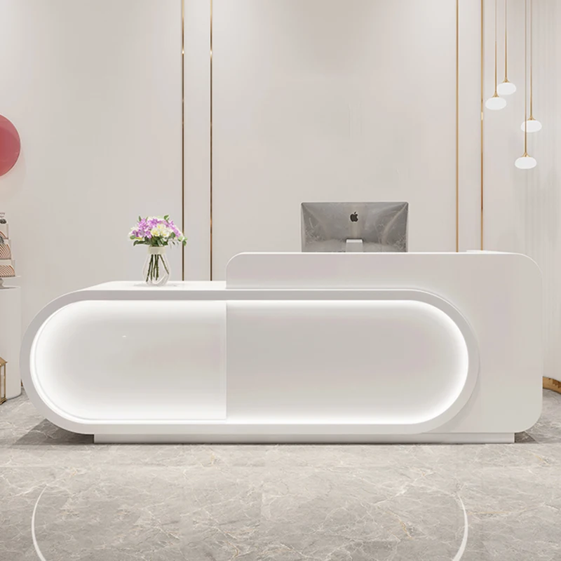 White-Pulpit-Front-Desk-Lectern-Modern-Office-Podium-Stand-Register ...