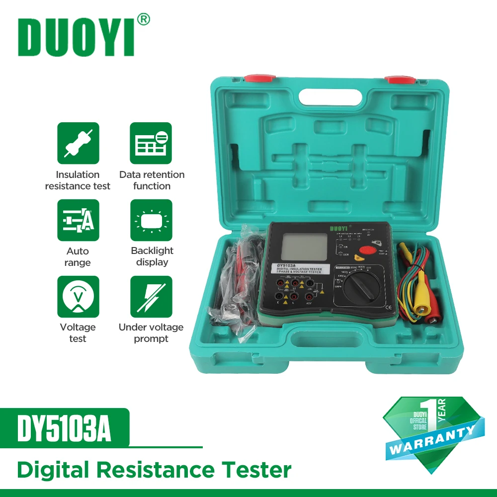 DUOYI-DY5103A-Digital-Insulation-Resistance-Tester-ohm-Meter-Earth ...