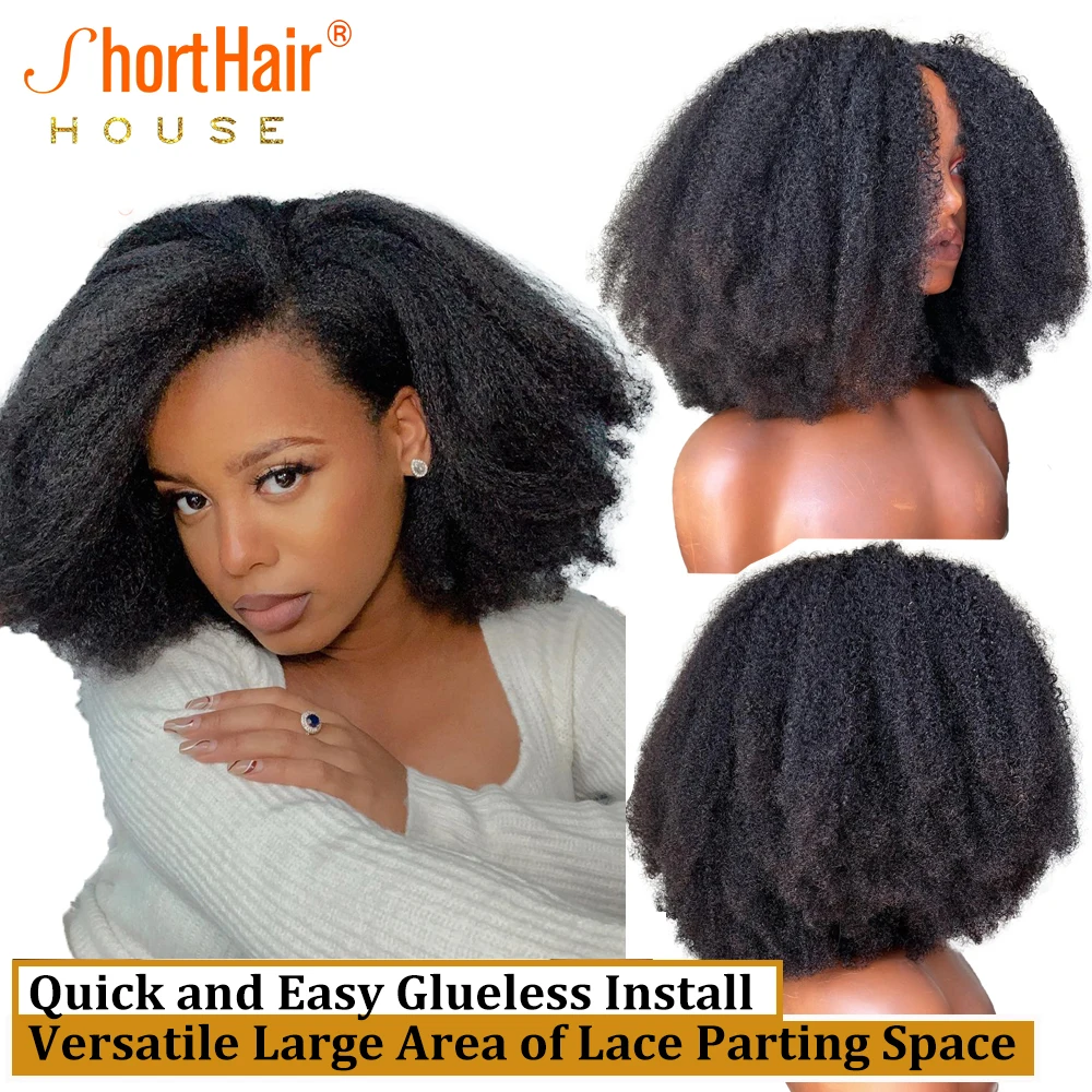 Afro Wigs Transparent Lace Frontal Human Hair Wigs For Women 4x4 Lace ...