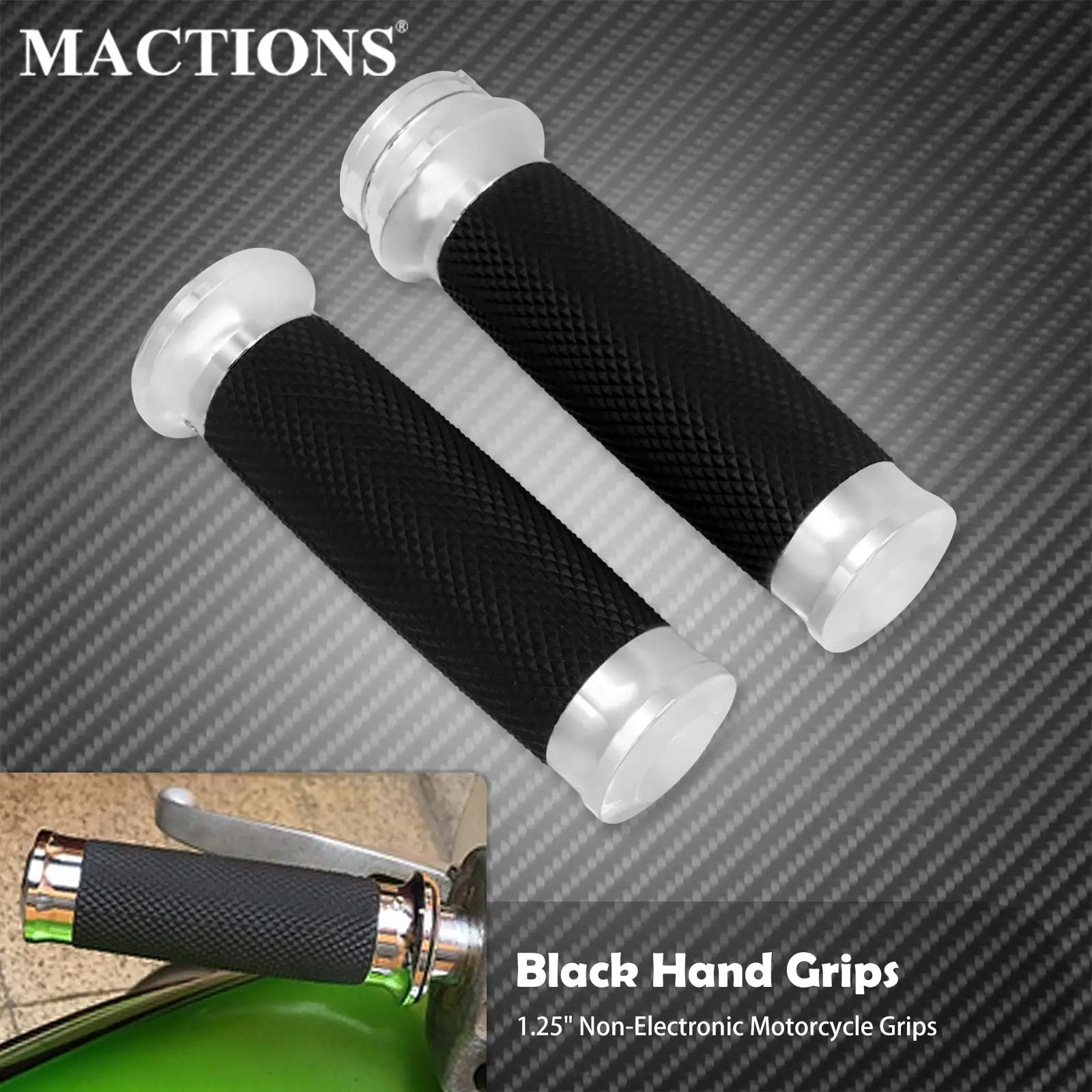 Chrome Motorcycle Handle Bar CNC 1" 25mm Handlebar Hand Grips For ...