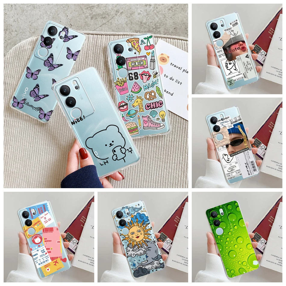 For-Vivo-V29-5G-Case-Global-Version-Transparent-Cover-Cute-Pattern-Soft ...