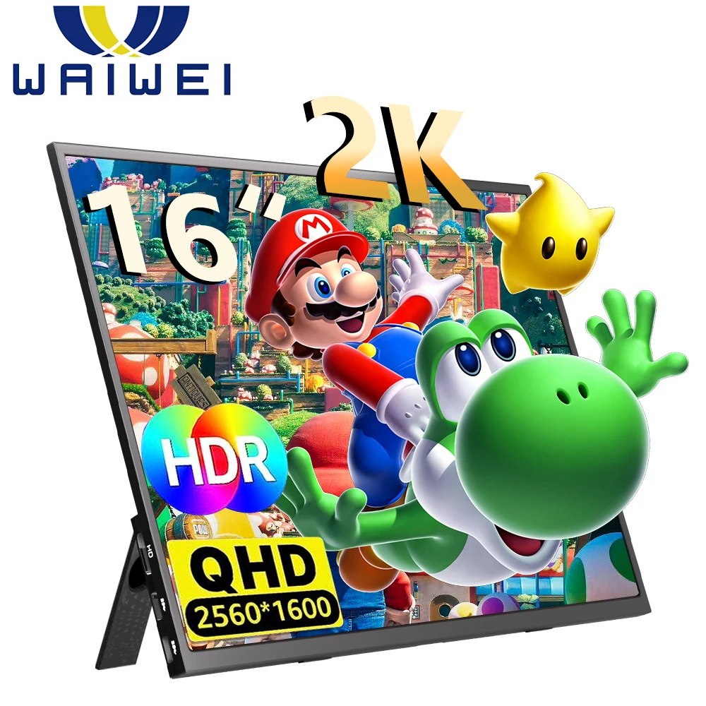 Ultra-thin 16 Inch 2.5K Portable Monitor 2560*1600 16:10 60Hz Gaming Screen For Laptop Switch ...