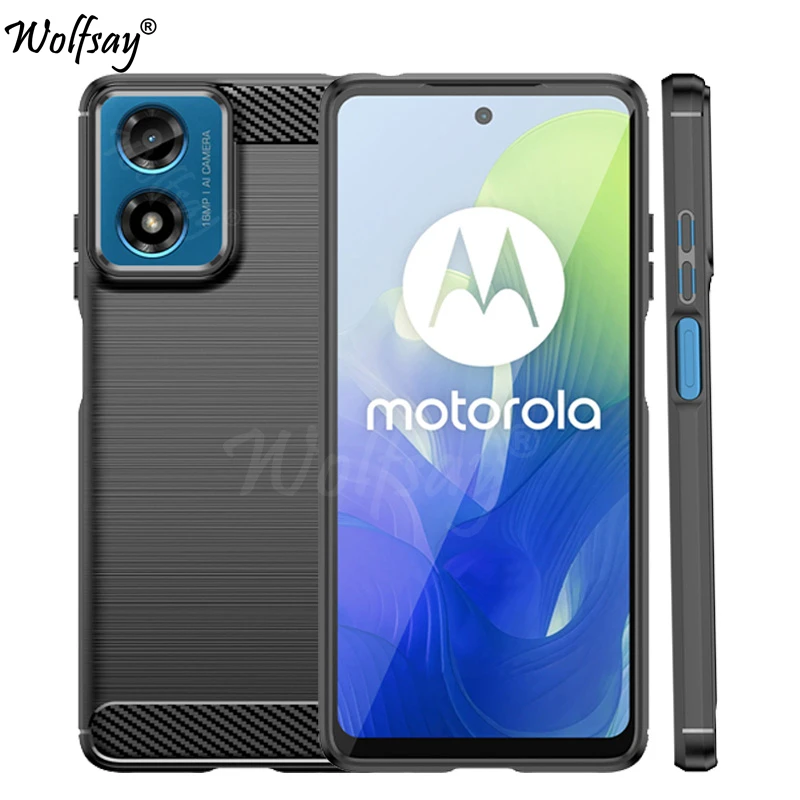 For Motorola Moto G04S Case Silicone Carbon Fiber Back Cover For Moto ...