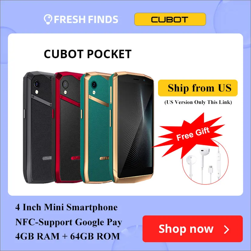 Ship-from-US-Cubot-Pocket-4-Mini-Phone-NFC-Android-Smartphone-4GB-RAM ...