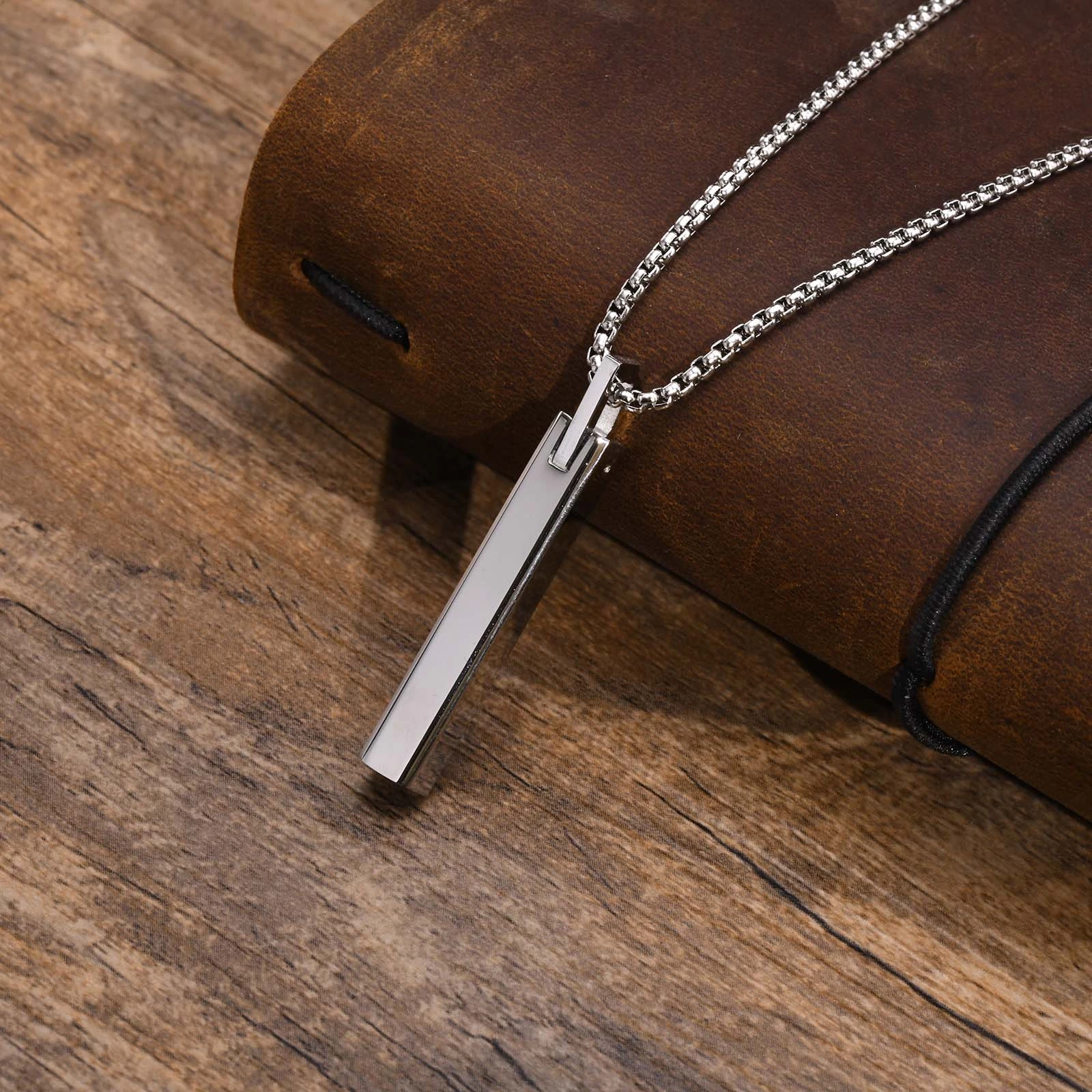 Waterproof 3D Vertical Bar Necklaces for Men,Minimalist Stainless Steel ...