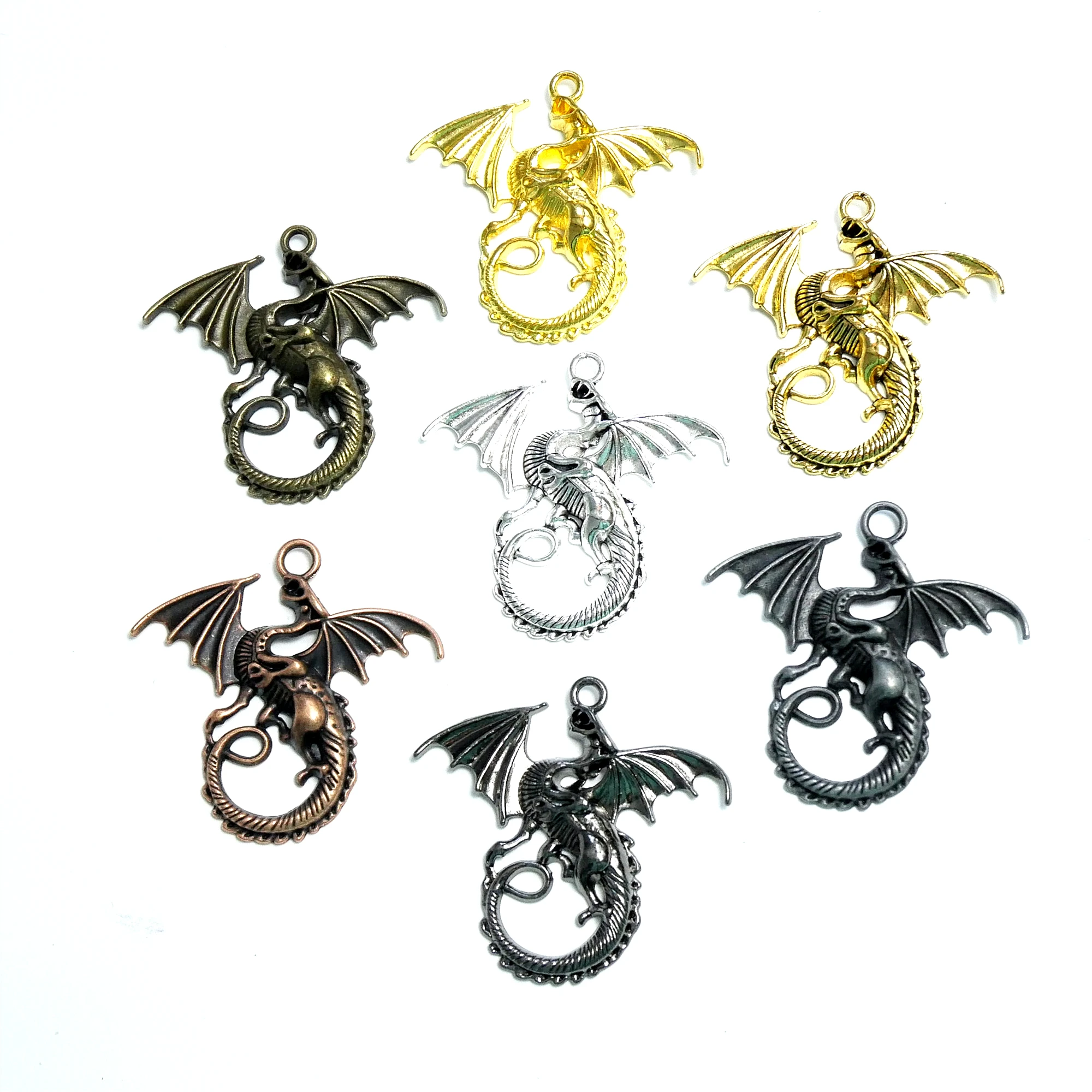 5 Pcs Dragon Charms Fit DIY Handmade Necklace Earring Bracelet Jewelry ...