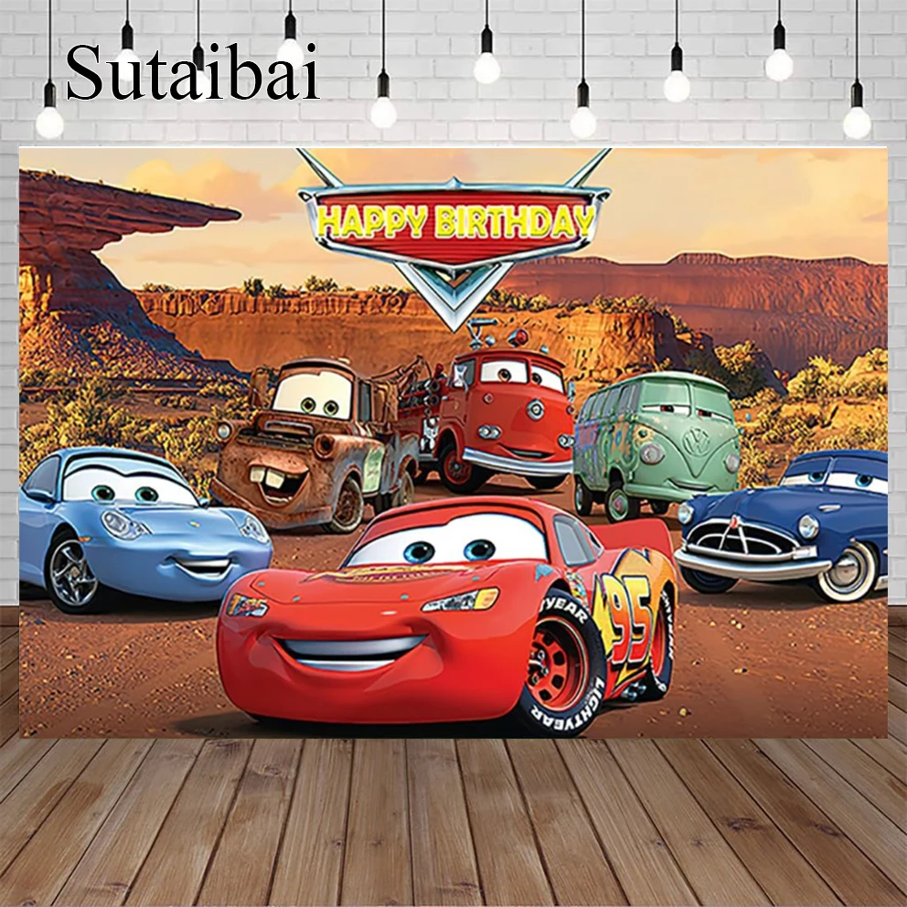 Red-Race-Cars-Backdrop-for-Birthday-Party-Decorations-Lightning-McQueen ...