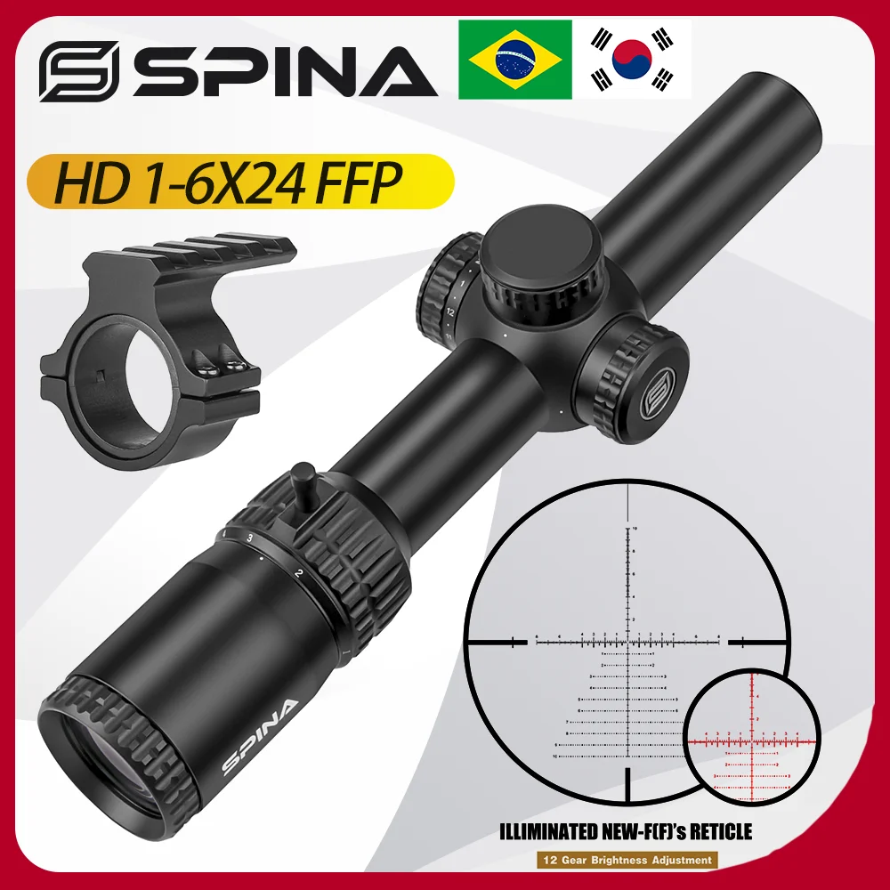SPINA OPTICS HD LPVO 1-6x24 FFP Rifle Scope First Focal Plane Short Dot ...