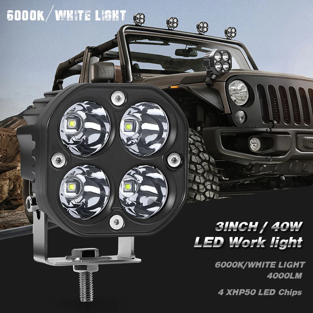 3 Inch Mini Led Work Light Square Car Yellow White Spotlight 12v 24v ...