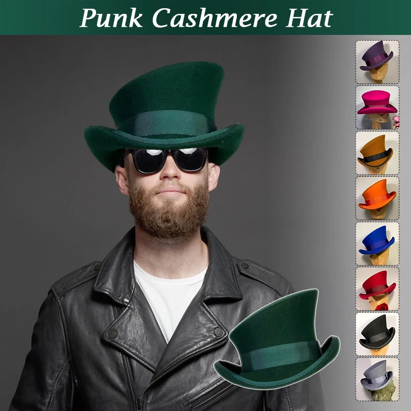 Asymmetric Cashmere Top Hat Women Men Wool Caps Steam Punk Top Hat ...
