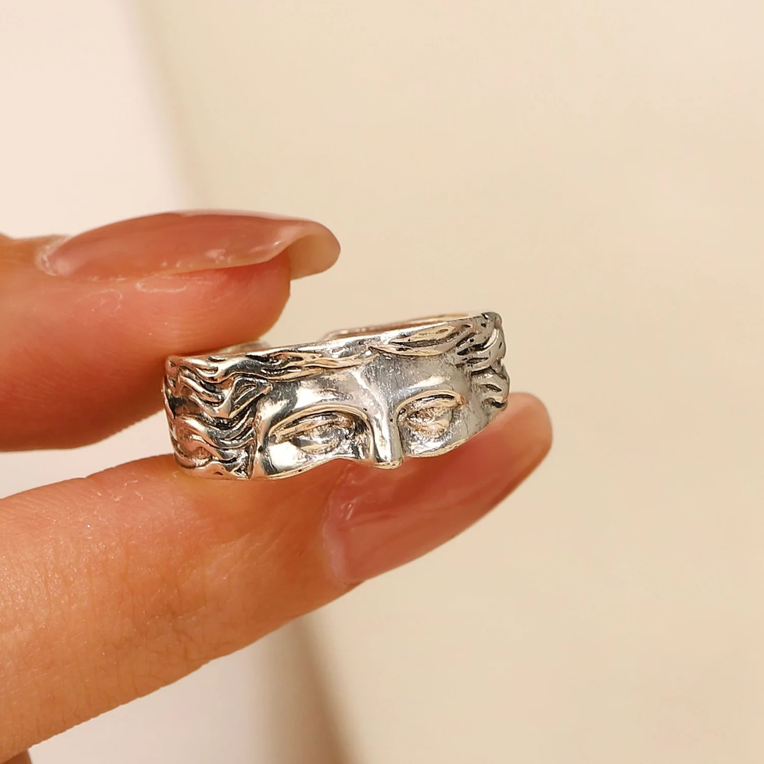 Vintage Venus Half Face Adjustable Rings for Women Men Literary ...