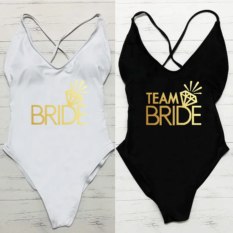 TEAM-BRIDE-diamond-One-Piece-Swimsuit-Women-Sexy-Padded-Swimwear-Summer ...