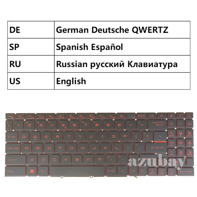 Laptop Keyboard For MSI Alpha 15 B5EE Bravo 15 B5DD MS-158K 15 B5ED MS ...