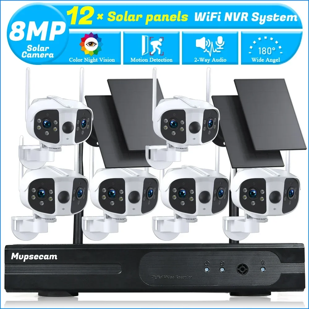 8MP-WiFi-Dual-Panels-Solar-Camera-System-Two-Way-Audio-Dual-Lens ...