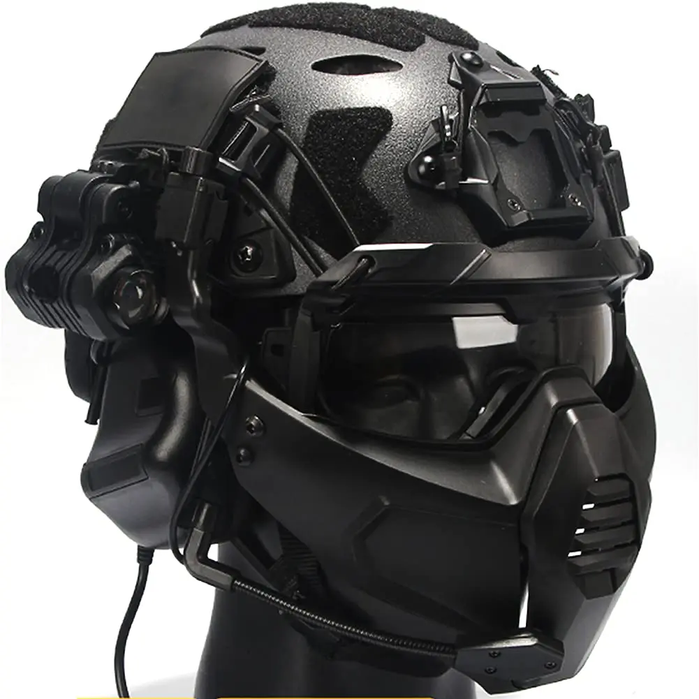 Airsoft-Protection-Set-FAST-Helmet-Tactical-Headset-Goggles-Face-Shield ...