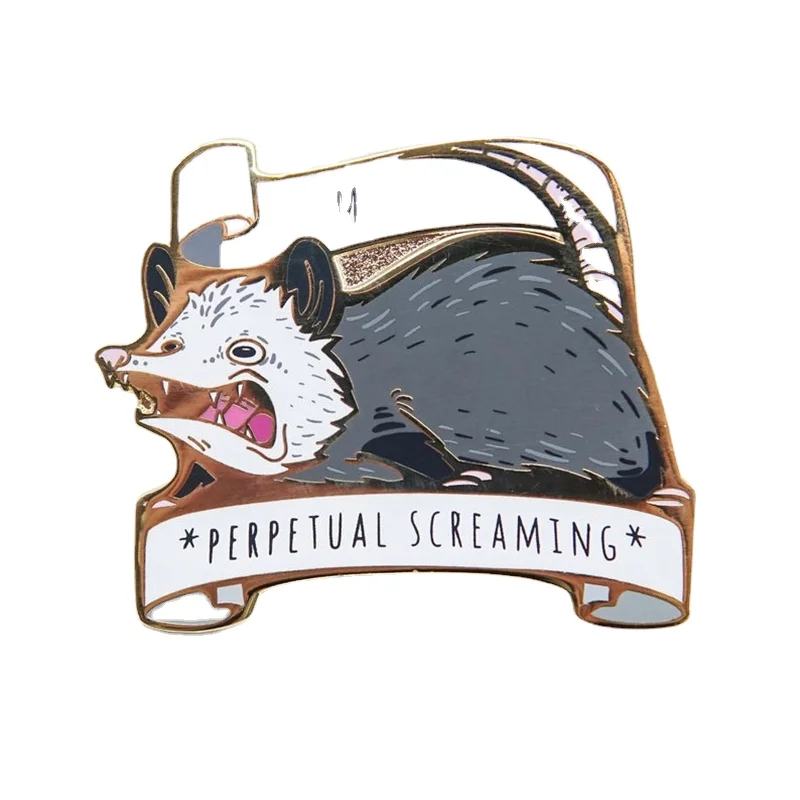 Mood-Possum-Enamel-Pin-Perpetual-Screaming-Opossum-with-Screen-printed ...