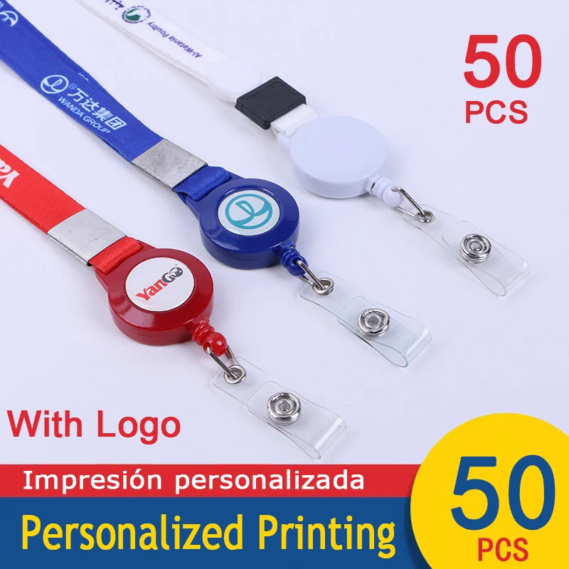 50 Pcs Custom Printed Lanyard Stretchable Neck Rope With Logo Company ...