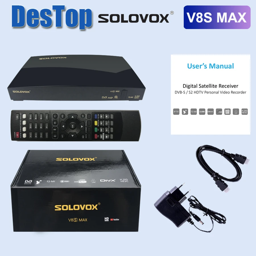 SOLOVOX V8S MAX FHD ALI3521 Satellite TV Receiver USB WiFi YOUTUBE ...