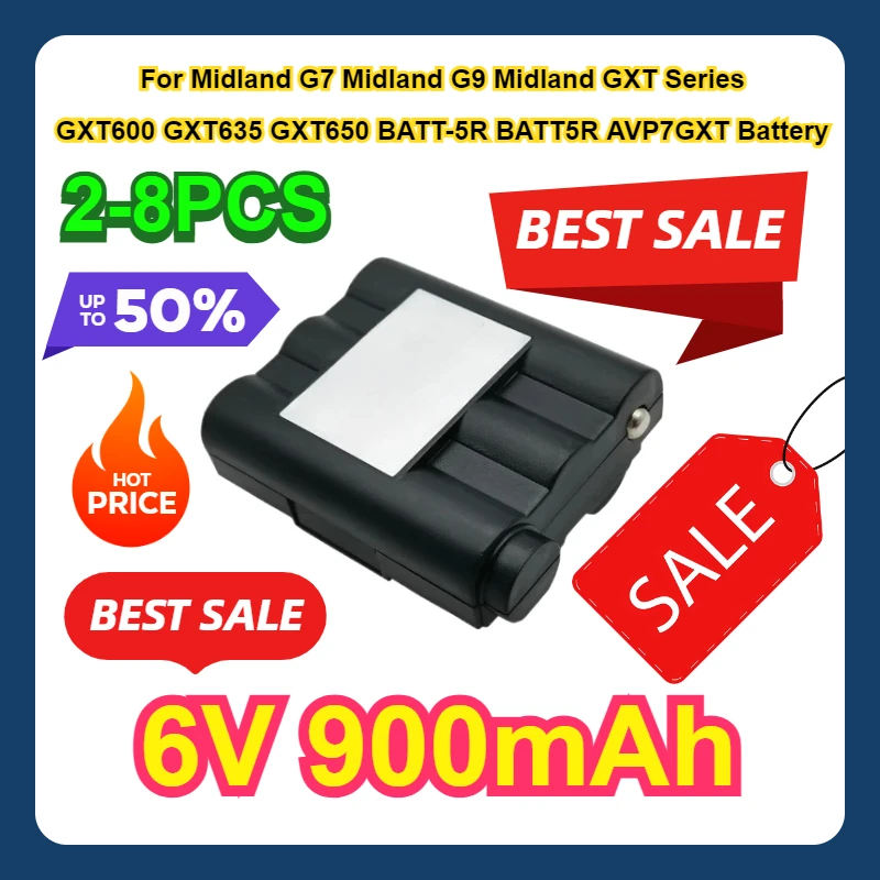 6V 900mAh Battery 2-8PCS For Midland G7 Midland G9 Midland GXT Series ...