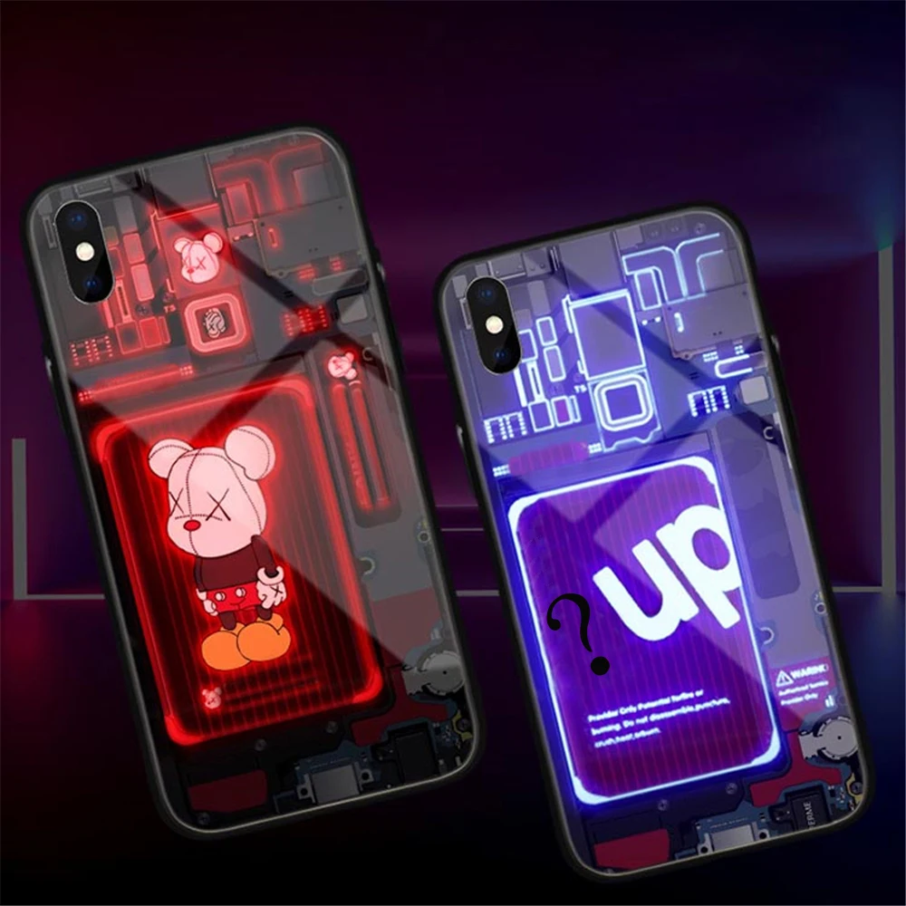 2022 New Arrival Auto Glow Led Voice-activated Wireless Luminous Mobile Phone Case For Samsung ...